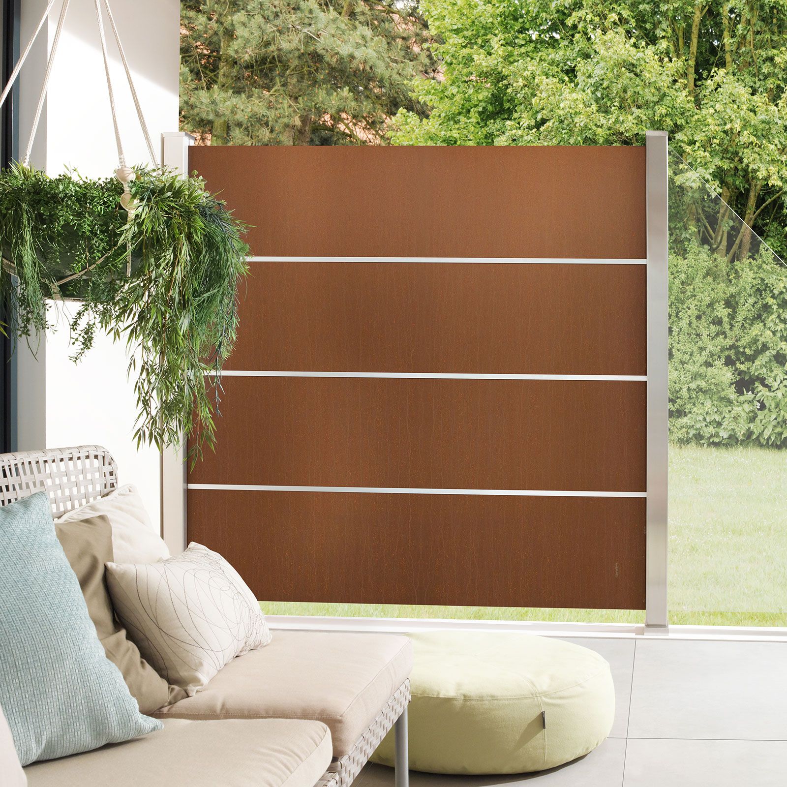 TraumGarten Sichtschutzzaun SYSTEM BOARD XL Zaunfeld-Set rost